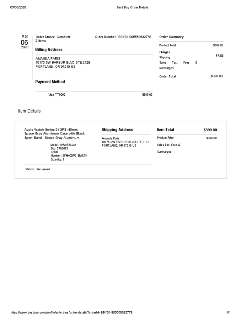 Best Buy Order Details Amanda Paris | PDF