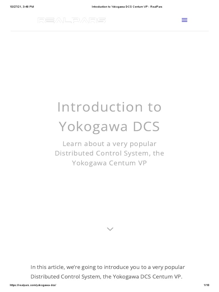 Introduction to Yokogawa DCS Centum VP - RealPars | PDF | Computing | Computer Engineering
