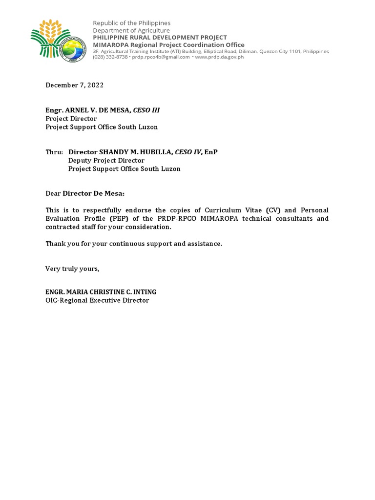 Engr. Arnel V. de Mesa, Ceso Iii: Philippine Rural Development Project ...