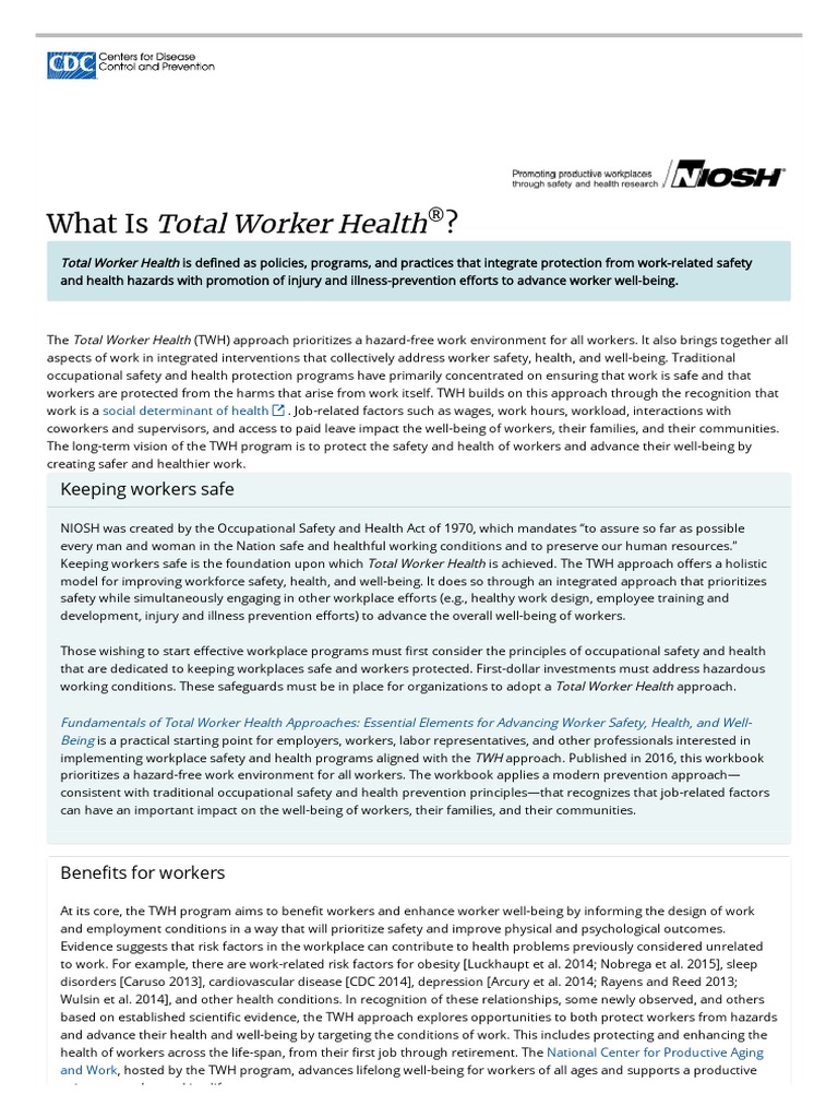 What Is Total Worker Health - NIOSH - CDC | Download Free PDF ...