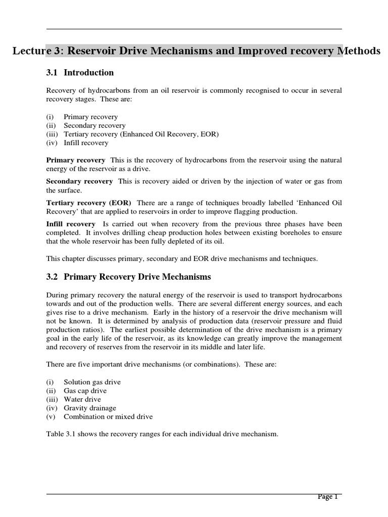 Lecture 3 - Reservoir Drive Mechanisms | Download Free PDF | Petroleum ...