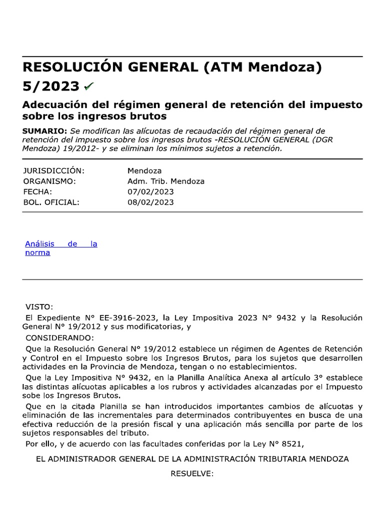 Mendoza - RG 5-23 | PDF