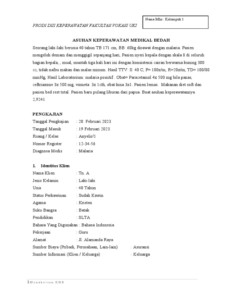 Askep Malaria - Kel 1 | PDF