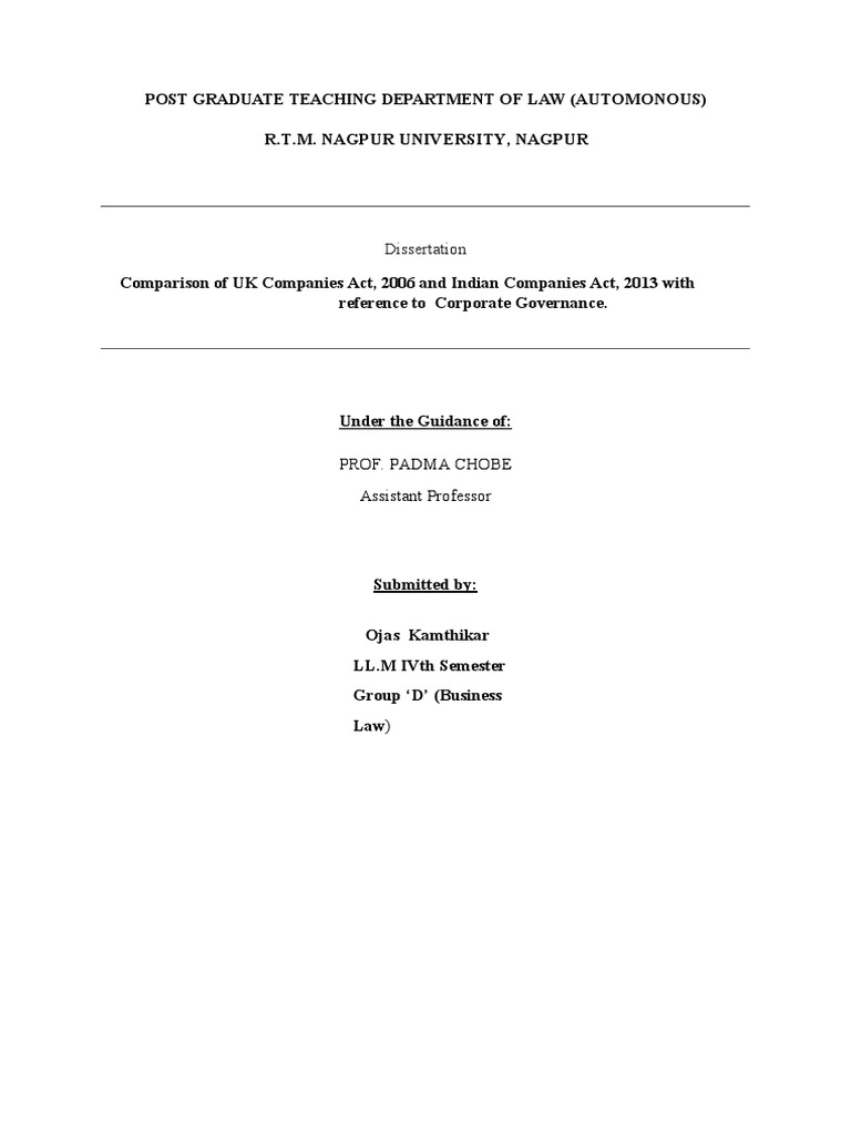 Disertation - LLM | PDF | Corporate Governance | Audit