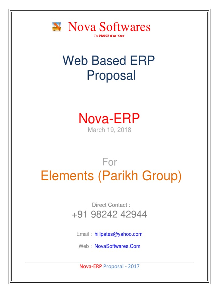 Nova Web ERP Proposal Parikh Group | PDF | Supply Chain Management | Customer Relationship ...