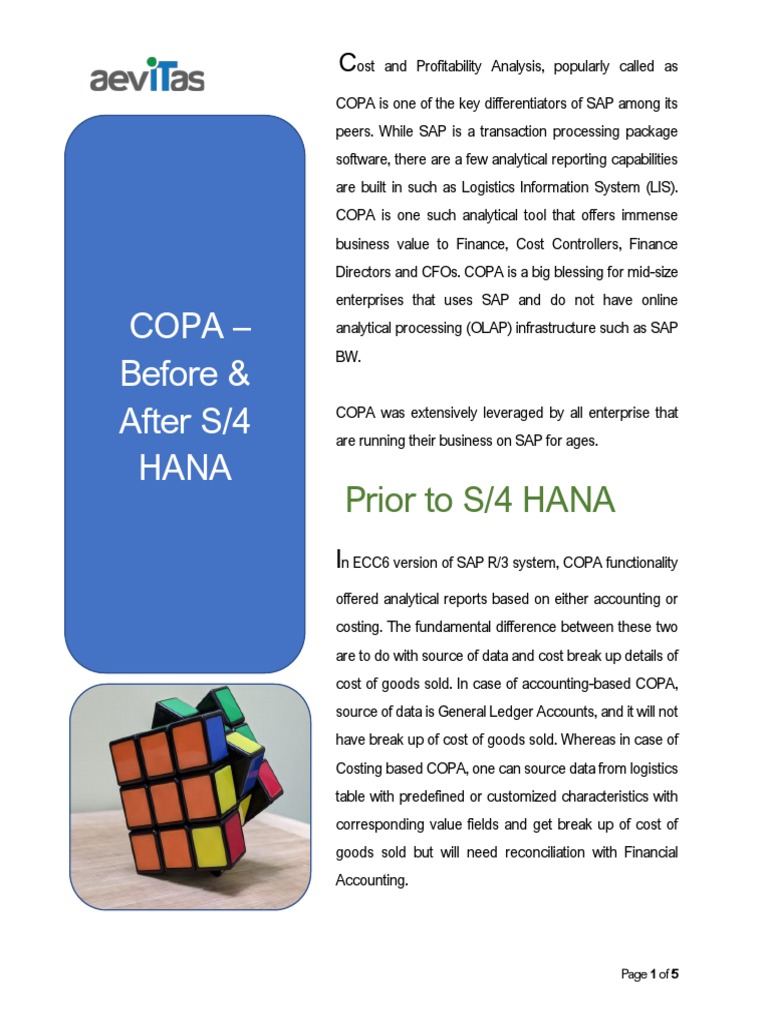 SAP COPA Analysis: Before & After S/4 HANA | PDF | Databases | Software