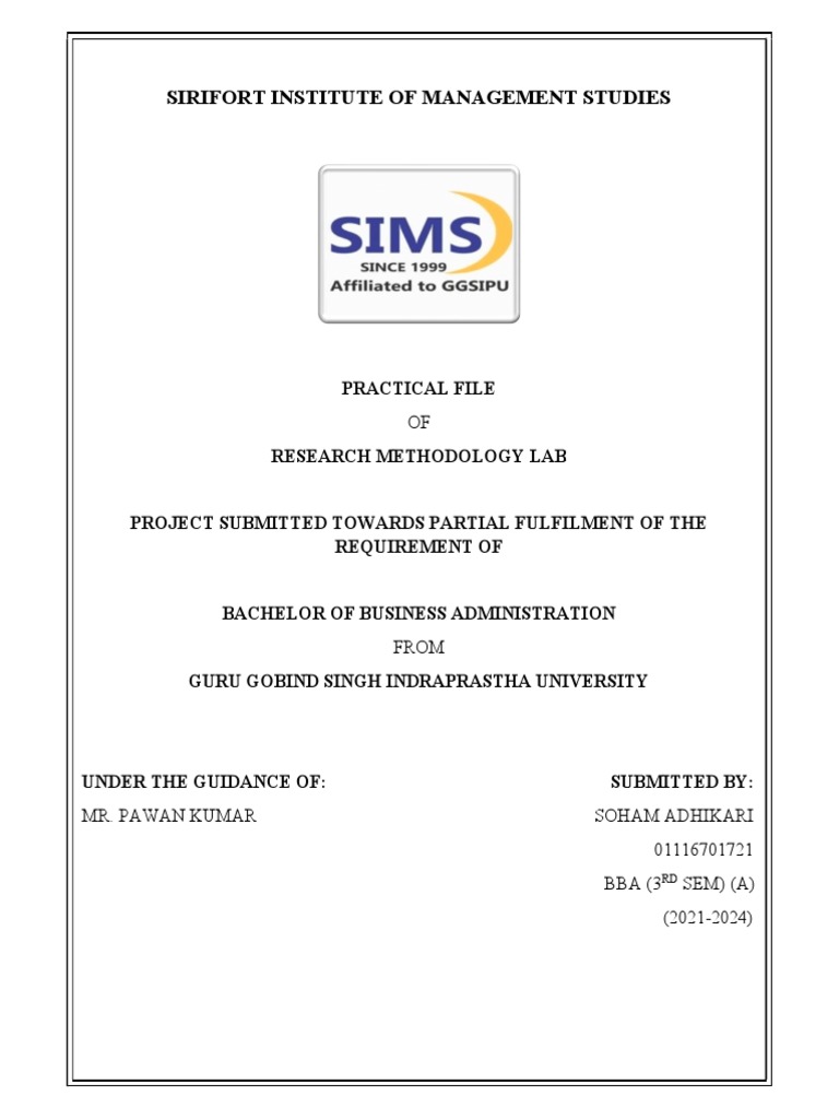 Soham Bba Sec.a 3RD Sem RM File | PDF | Microsoft Excel | Spss