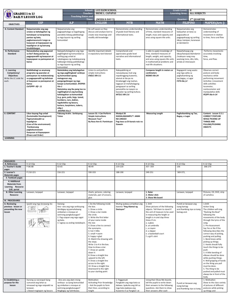DLL - All Subjects 2 - Q3 - W9 - D3 | PDF