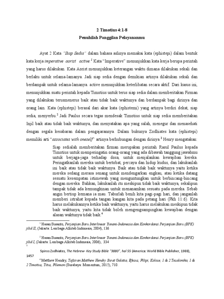 Reynaldi Yeremia - Tafsir PB Pastoral - Materi 2 Timotius 4 | PDF