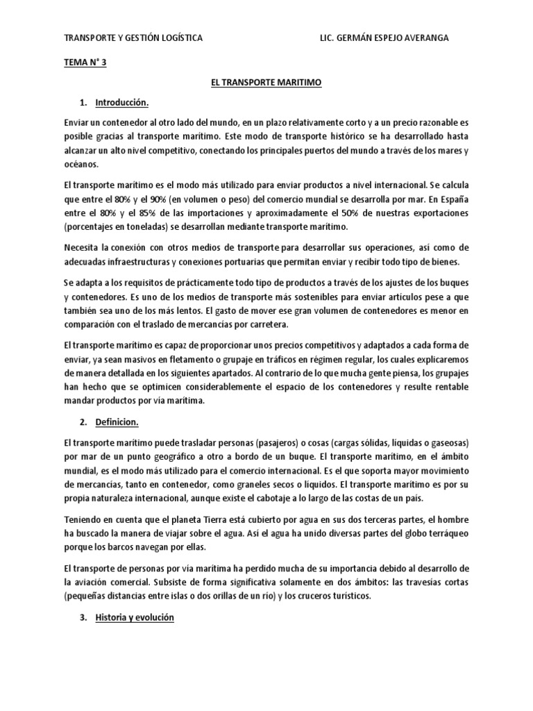 TEMA 3A Transporte Maritimo | Descargar gratis PDF | Transporte | Envío