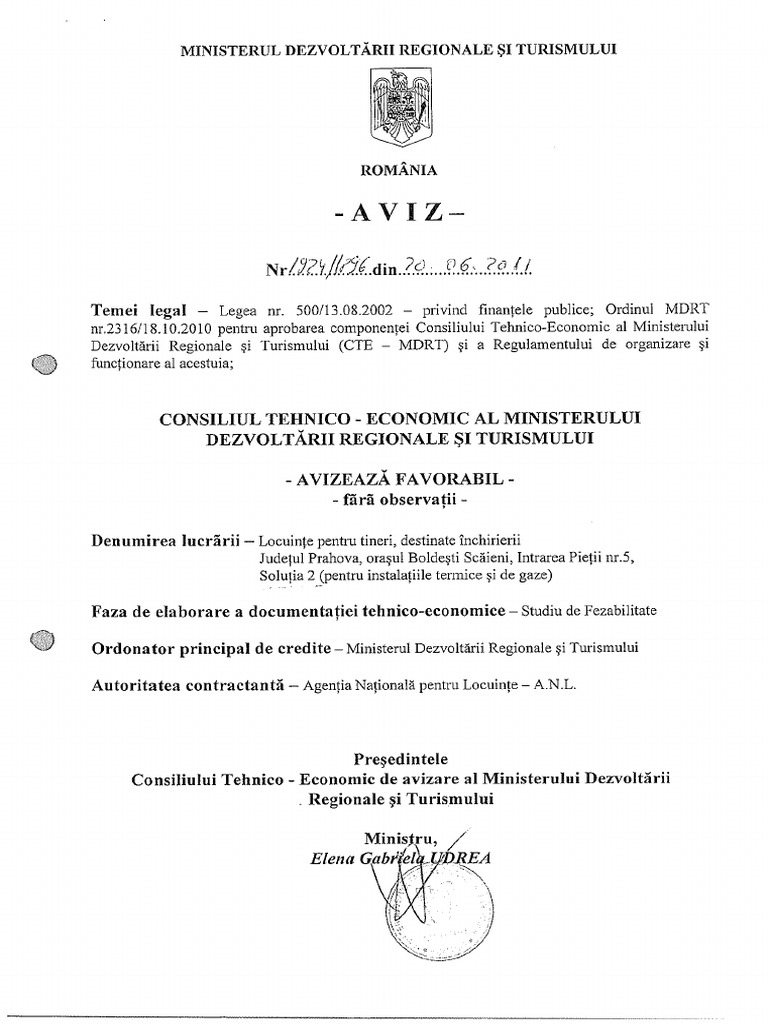 Aviz CTE - Boldesti Scaeni | PDF