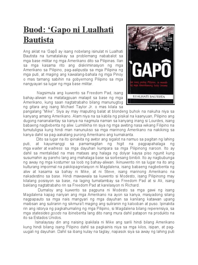 Buod - Ang Gapo Ni Lualhati Bautista | PDF