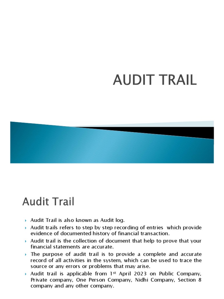 Audit Trail | PDF | Audit | Financial Audit