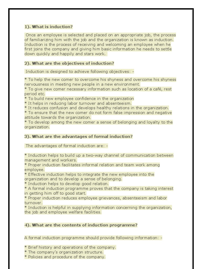 Induction | PDF | Employment | Human Resource Management