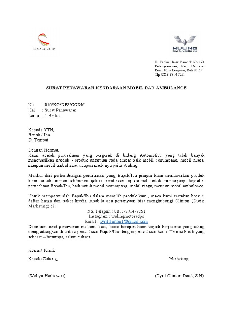 Surat Penawaran Wuling | PDF | Karier & Perkembangan