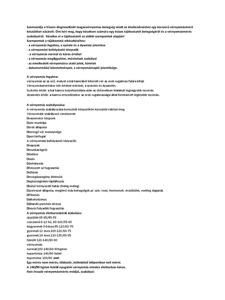 Vérnyomás Mérés | PDF Vérnyomás Mérés | PDF