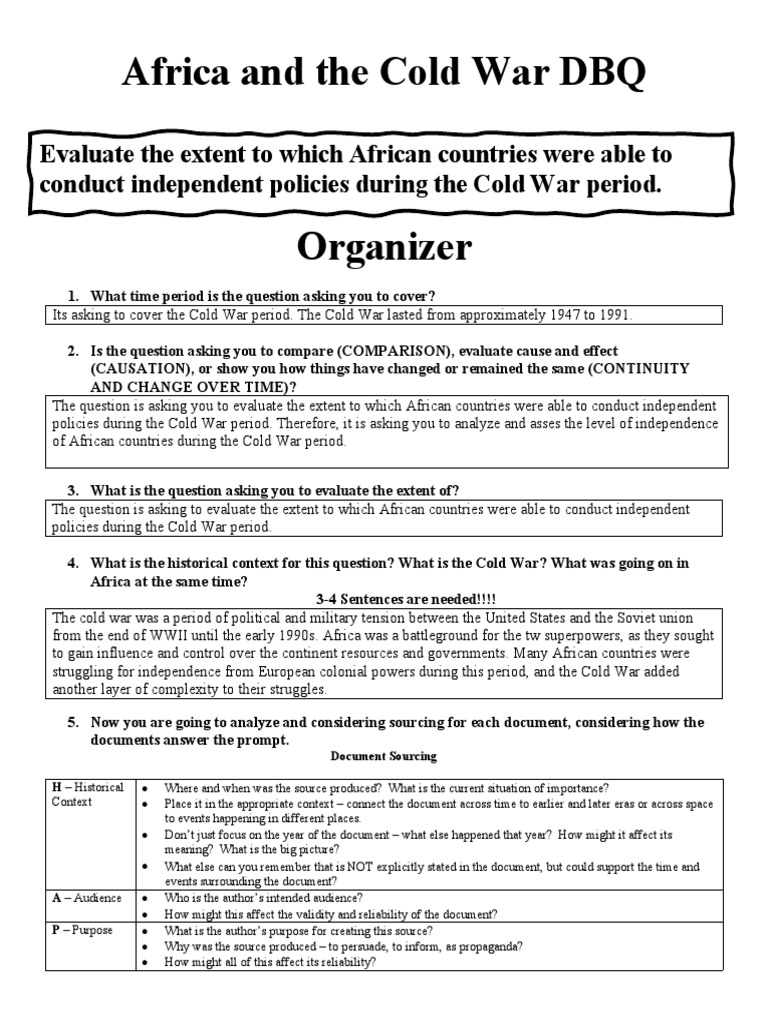 Africa and The Cold War DBQ Organizer | Download Free PDF | Central ...