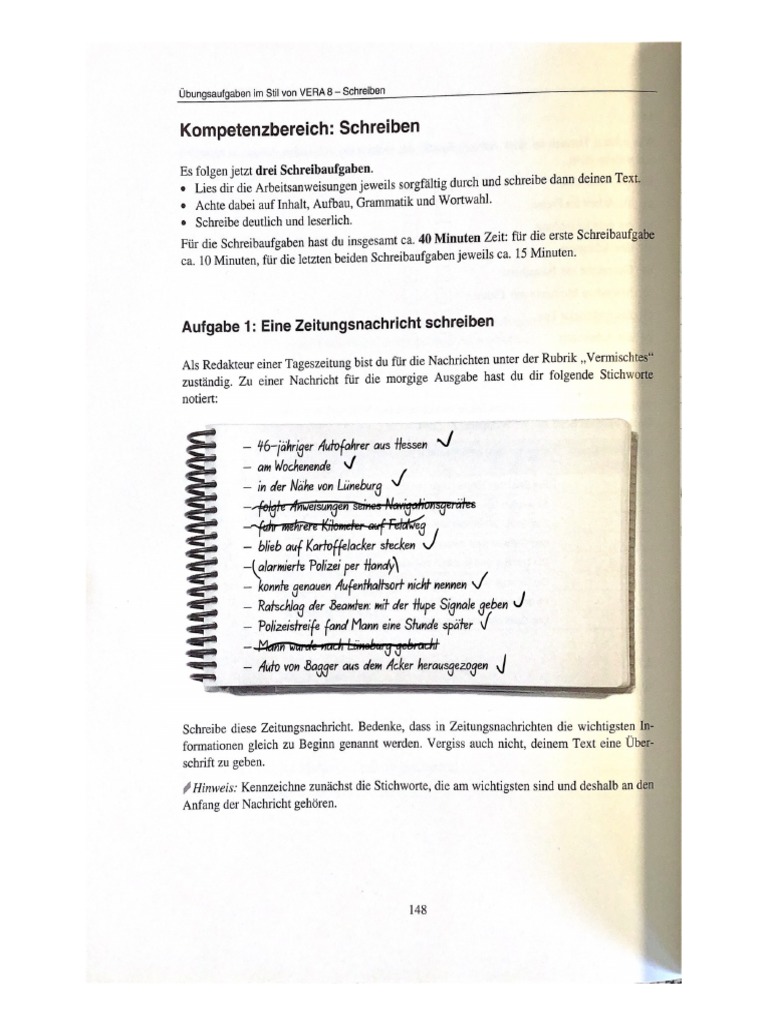 Übungsaufgaben Im Stil Von VERA 8 - Schreiben | PDF