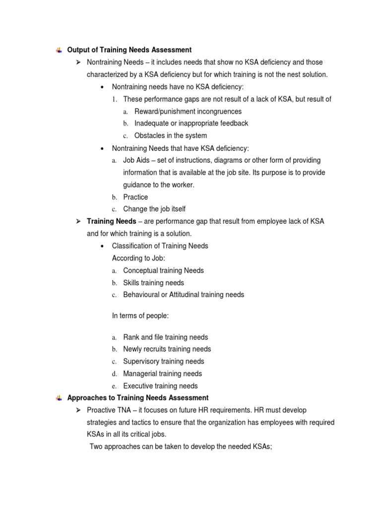 Output of Training Needs Assessment | PDF | Needs Assessment | Behavior ...
