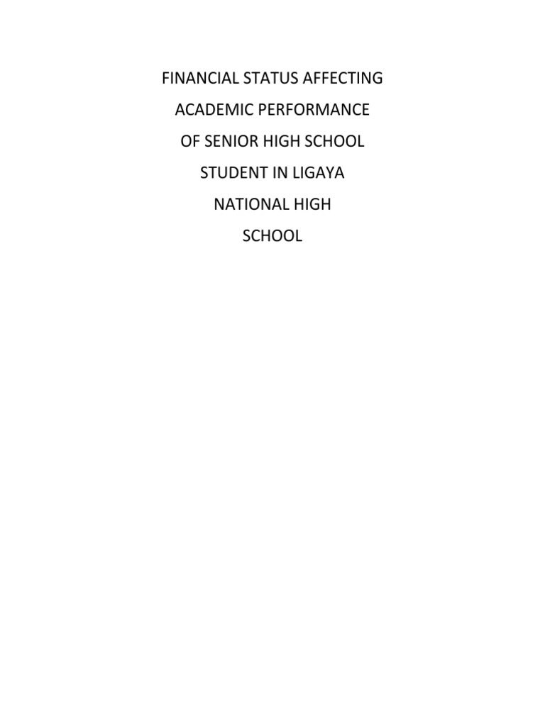 Financial Status and Academic Impact at Ligaya | PDF | Poverty ...