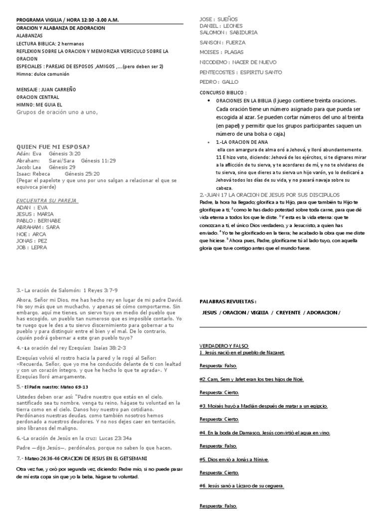 Programa Vigilia | PDF | orador del Señor | Jesús
