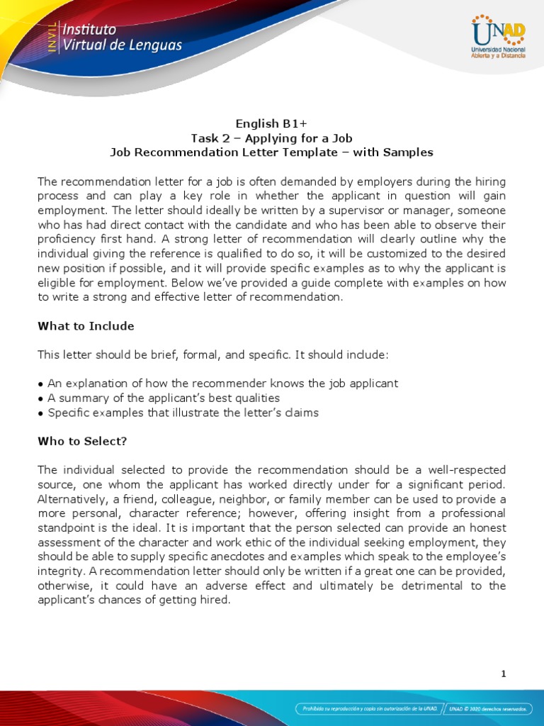 Annex 3 - Recommendation Letter Model | PDF | Employment | Dentistry