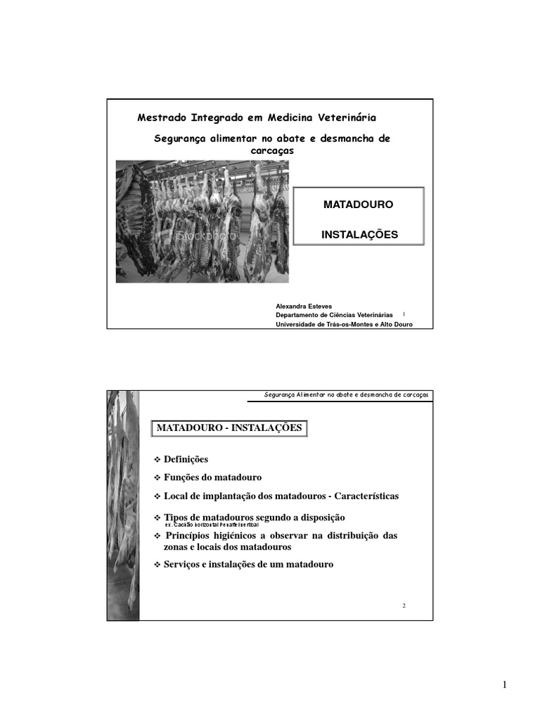 2 Aula Matad Instalacoes | PDF | Matadouro | Segurança dos alimentos