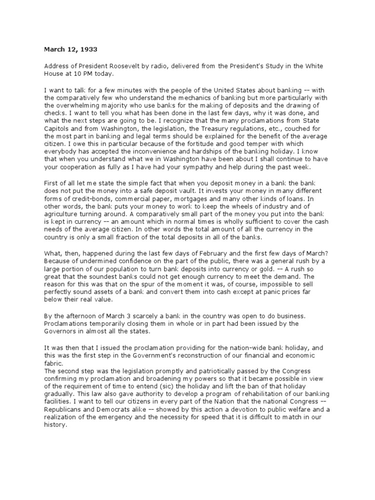 Bank Holiday - Fireside Chats | PDF | Banks | Money