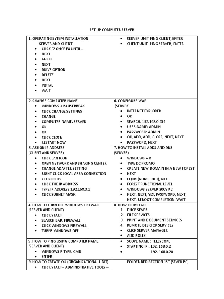 Steps Set Up Computer Server | Download Free PDF | Group Policy | System Software