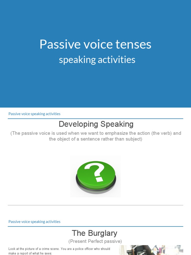 Passive Voice Tenses Speaking Activities | PDF | Cognitive Science ...