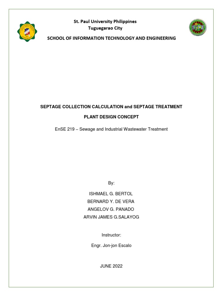 SEPTAGE COLLECTION CALCULATION and SEPTAGE TREATMENT PLANT DESIGN ...