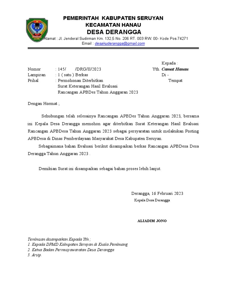 Surat Permohonan Evaluasi | PDF
