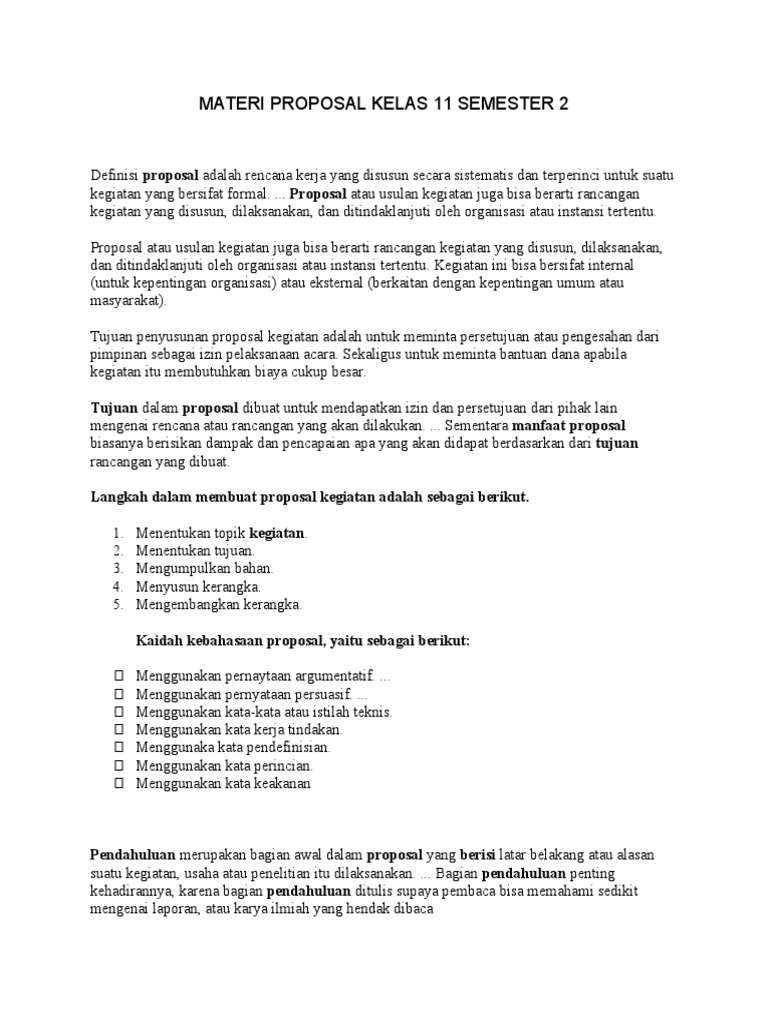 Materi Proposal Kelas 11 Semester 2 | PDF