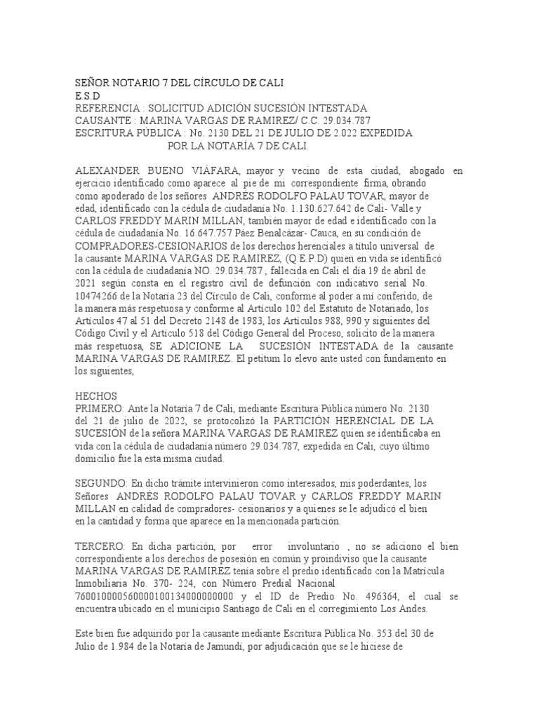 Señor Notario 7 Del Círculo de Cali | PDF | Derecho Civil (Common Law) | Ley del Medio Ambiente