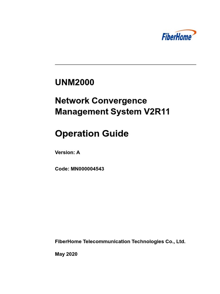 UNM2000 - Network Convergence Management System V2R11 - Operation Guide - A | PDF | Operating ...