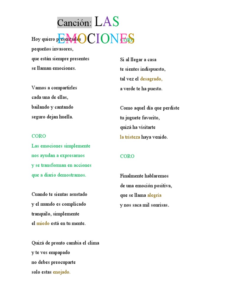 Canción educativa sobre las emociones básicas y cómo expresarlas de ...