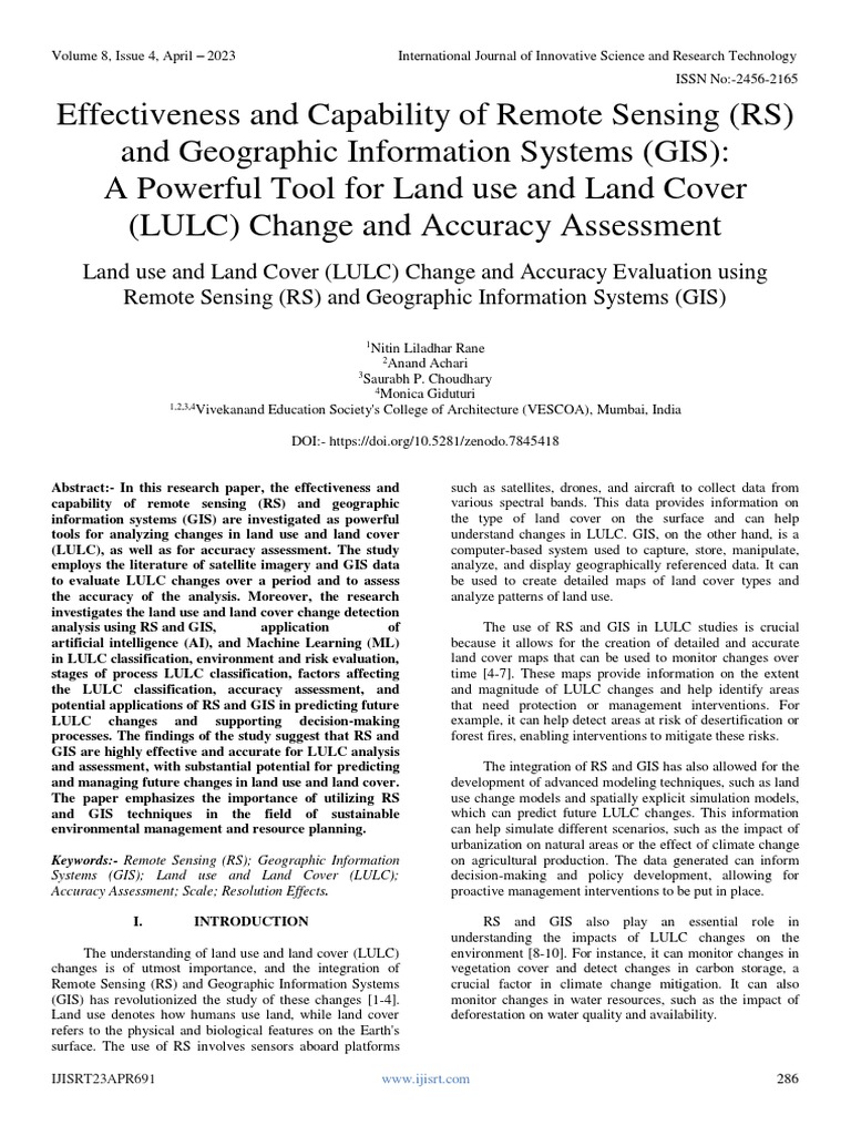 Remote Sensing & GIS for LULC Analysis | PDF | Machine Learning ...