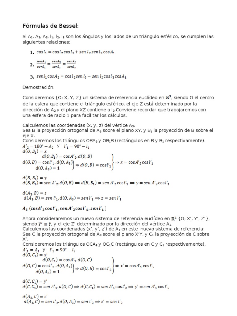 Fórmulas de Bessel | PDF