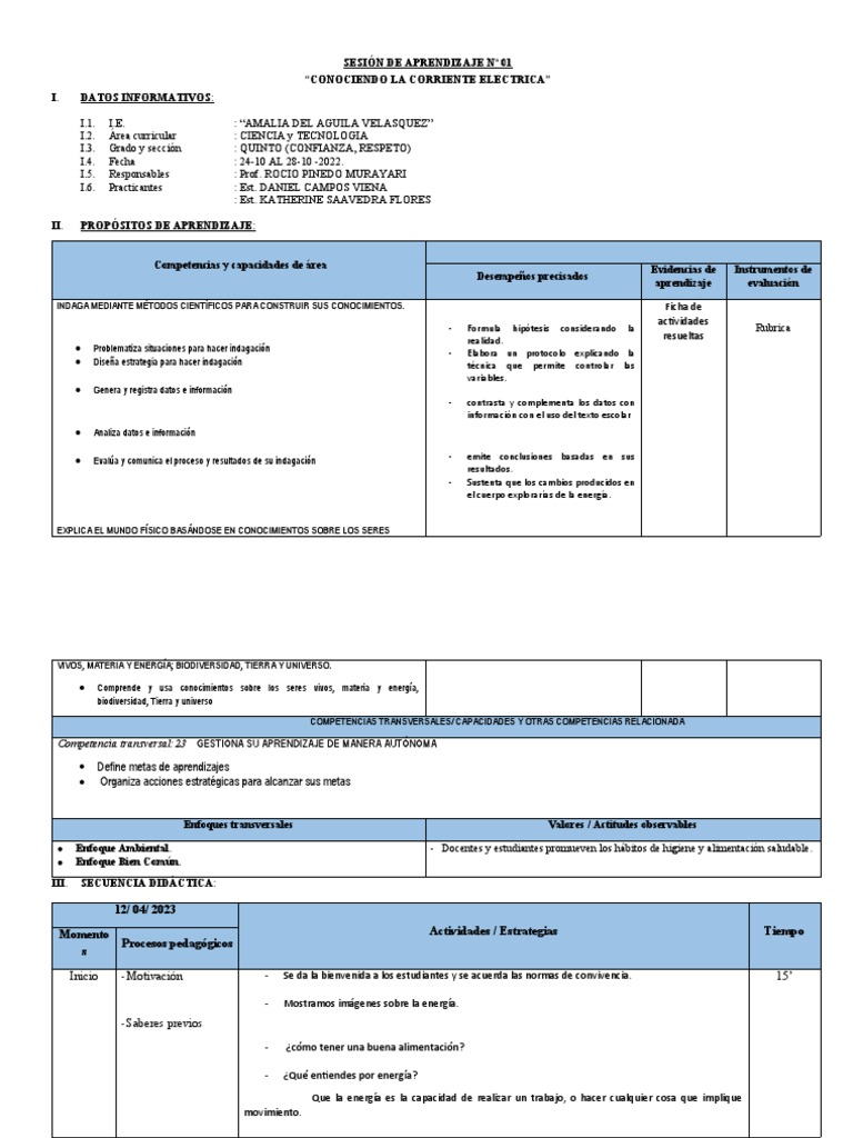 Sesion 2 de Cyt - 5° | PDF | Aprendizaje | Evaluación