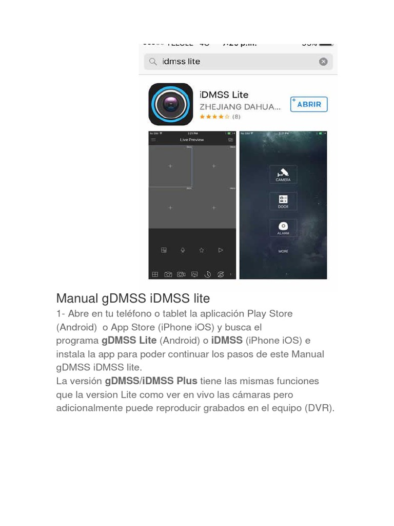 Manual de gDMSS/iDMSS Lite para Móviles | PDF