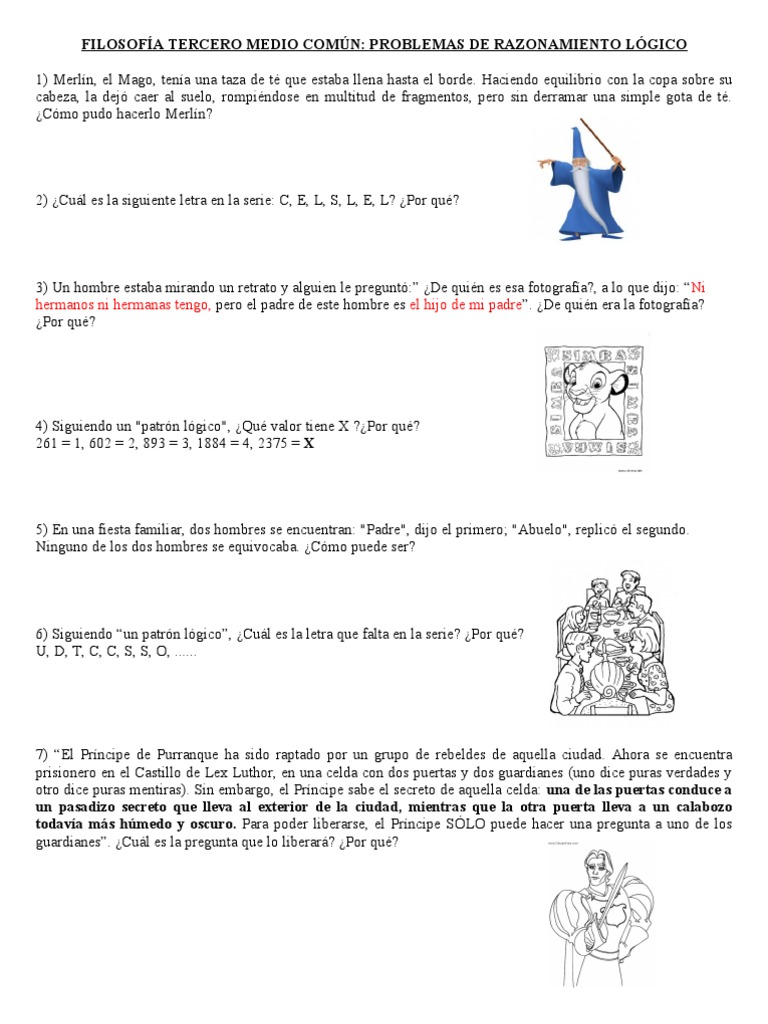 PROBLEMAS DE RAZONAMIENTO LÓGICO