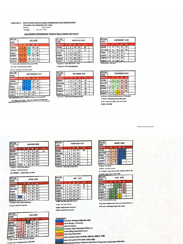 Kalender Pendidikan 2021-2022 | PDF