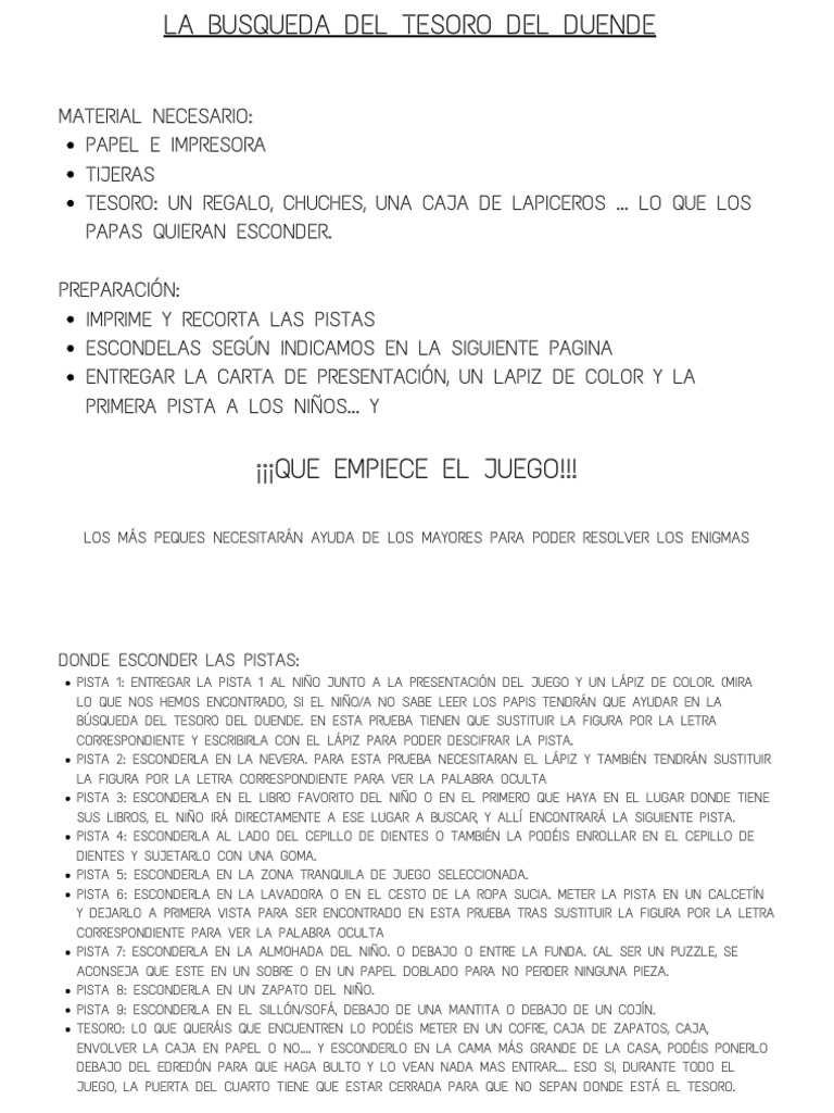 Instrucciones para La Búsqueda Del Tesoro | PDF