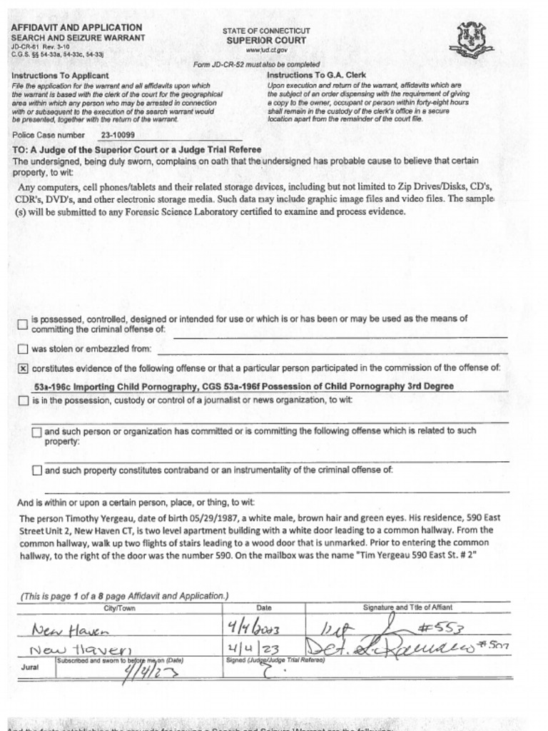 NHPD Redacted Search Warrant | PDF