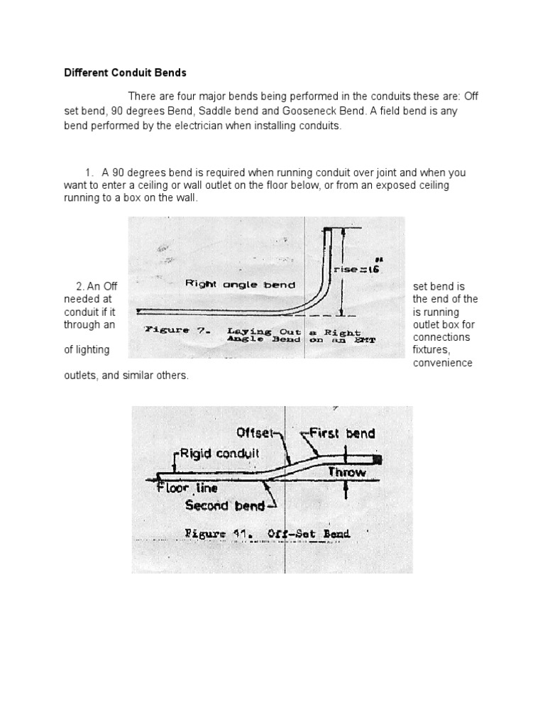 Different Conduit Bends | PDF
