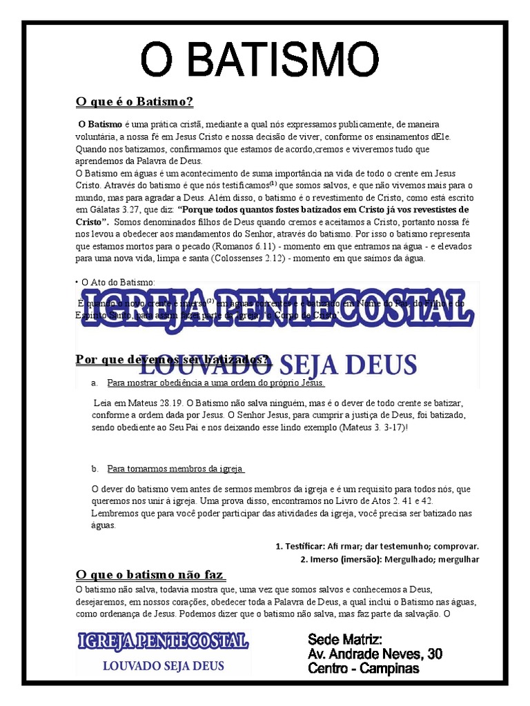 Manual Do Batismo | PDF | Batismo | Jesus