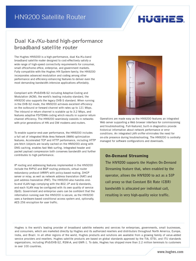 HN9200 Satellite Router: Dual Ka-/Ku-band High-Performance Broadband Satellite Router | PDF ...