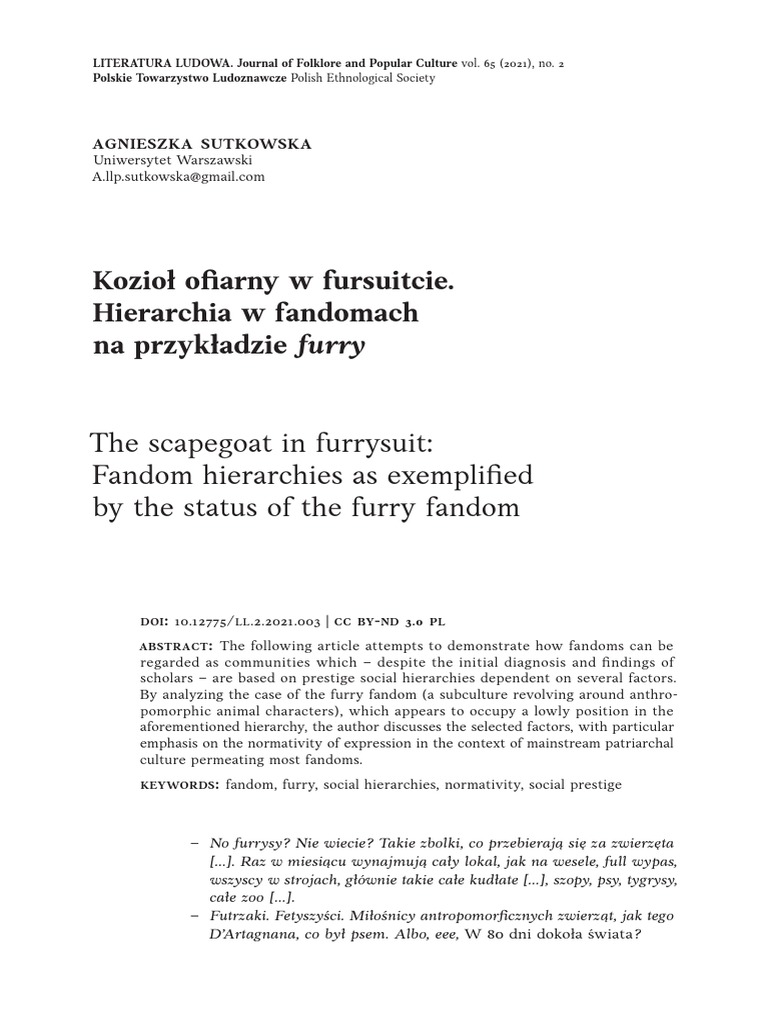 Kozioł Ofiarny W Fursuitcie. Hierarchia W Fandomach Na Przykładzie ...