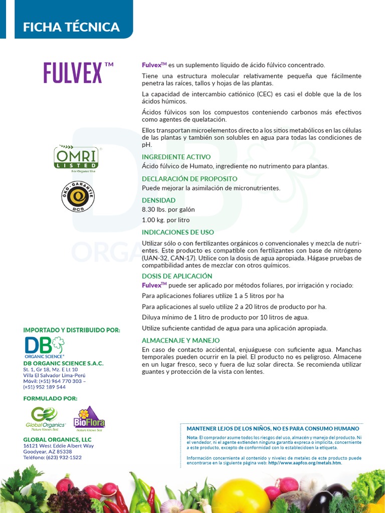 FULVEX | PDF | Agua | Fertilizante