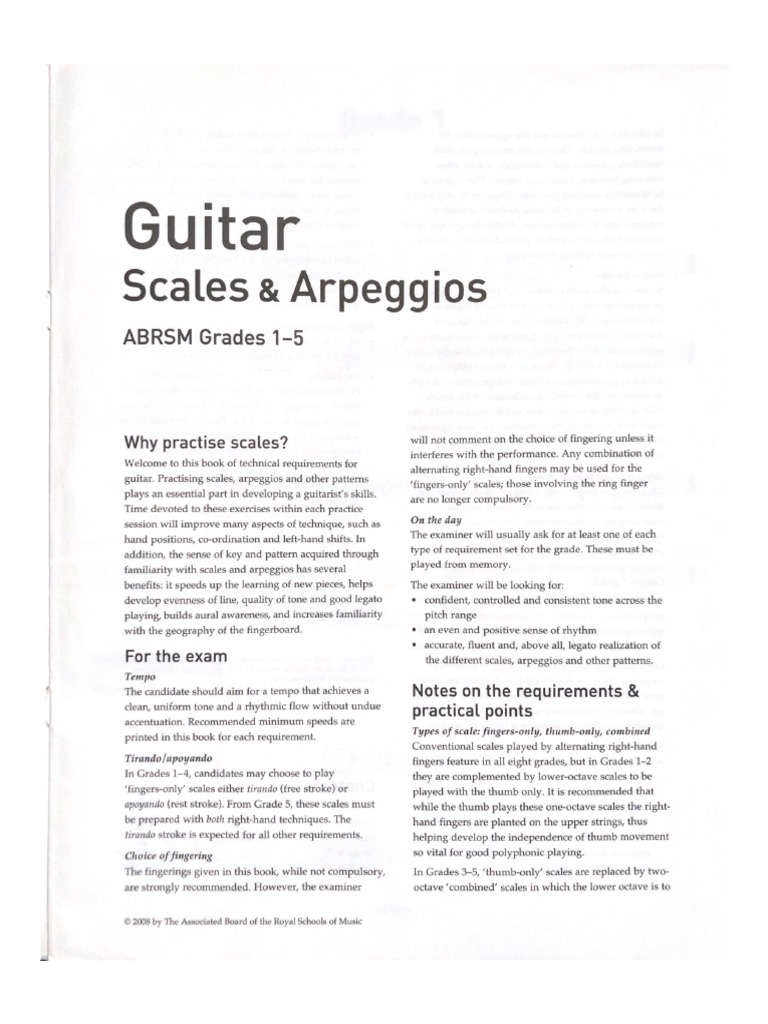 01-17 - ABRSM Guitar Scales and Arpeggios Grade 1-5 | PDF